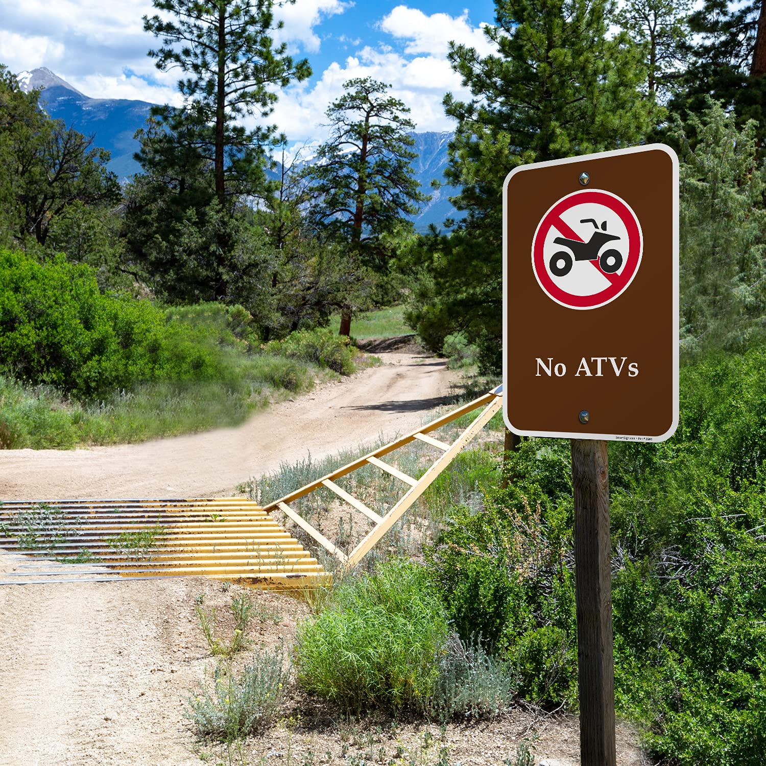 SmartSign Letrero “No ATVs” (con gráfico), 18 x 12 pulgadas, aluminio ...