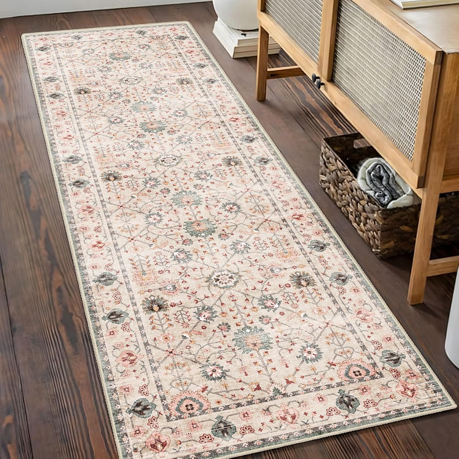 Amazon.com: MUJOO Washable Runner Rug,Pink Boho Area Rug for Bathroom ...