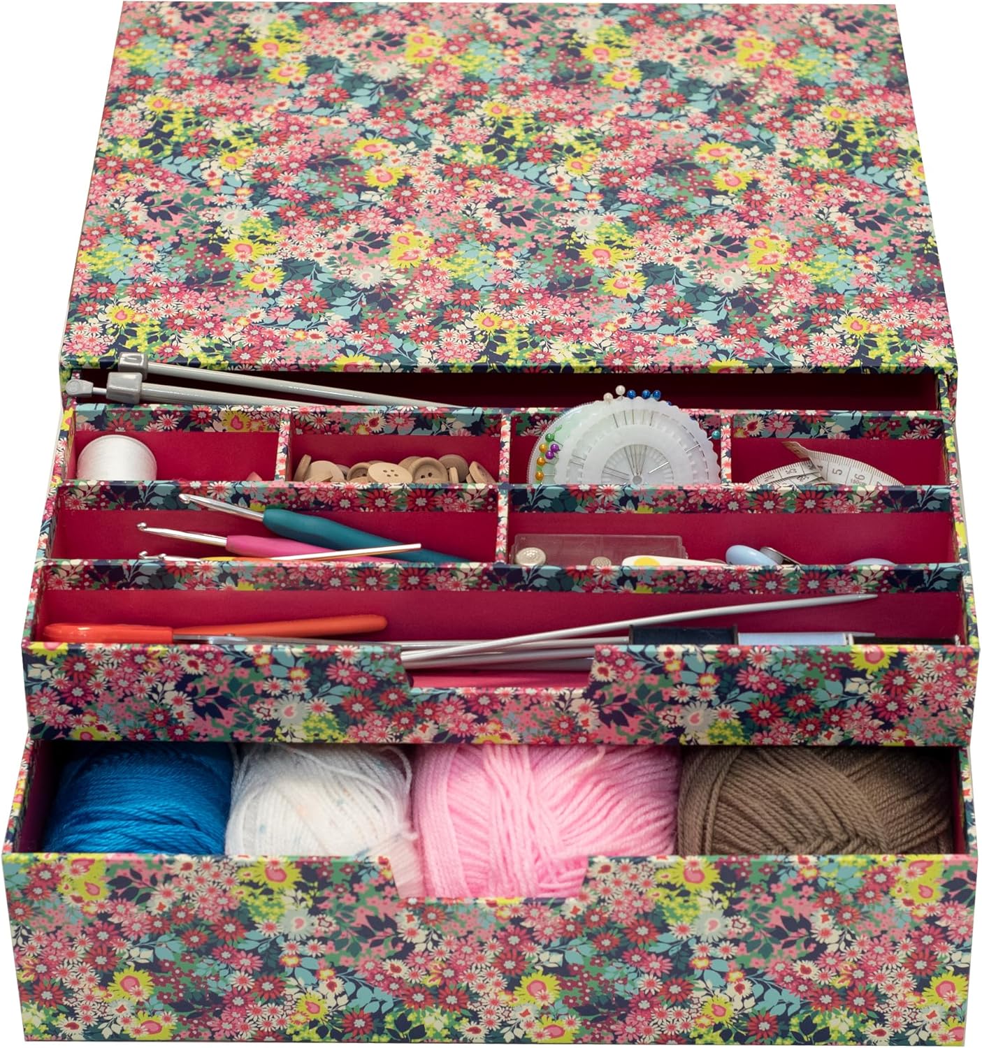 Design by Violet Floral Print Knitting Storage Box Made from Rigid ...