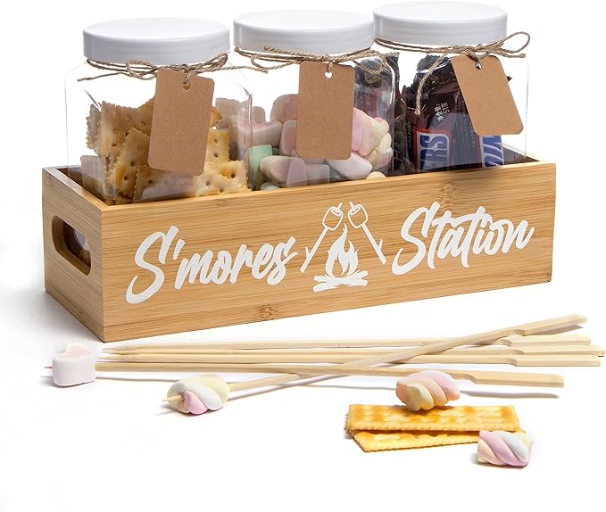 Amazon.com : Smores Kit for Fire Pit - Smores Caddy with Jar & Smores ...