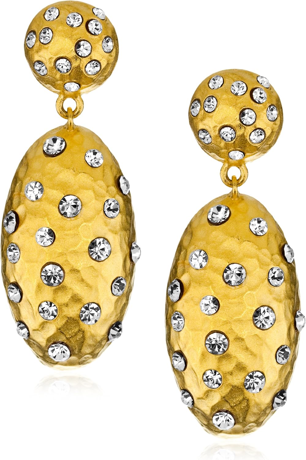 Amazon.com: Marv Graff "Drop Hammer " Pave Dome Oval Drop Earrings ...