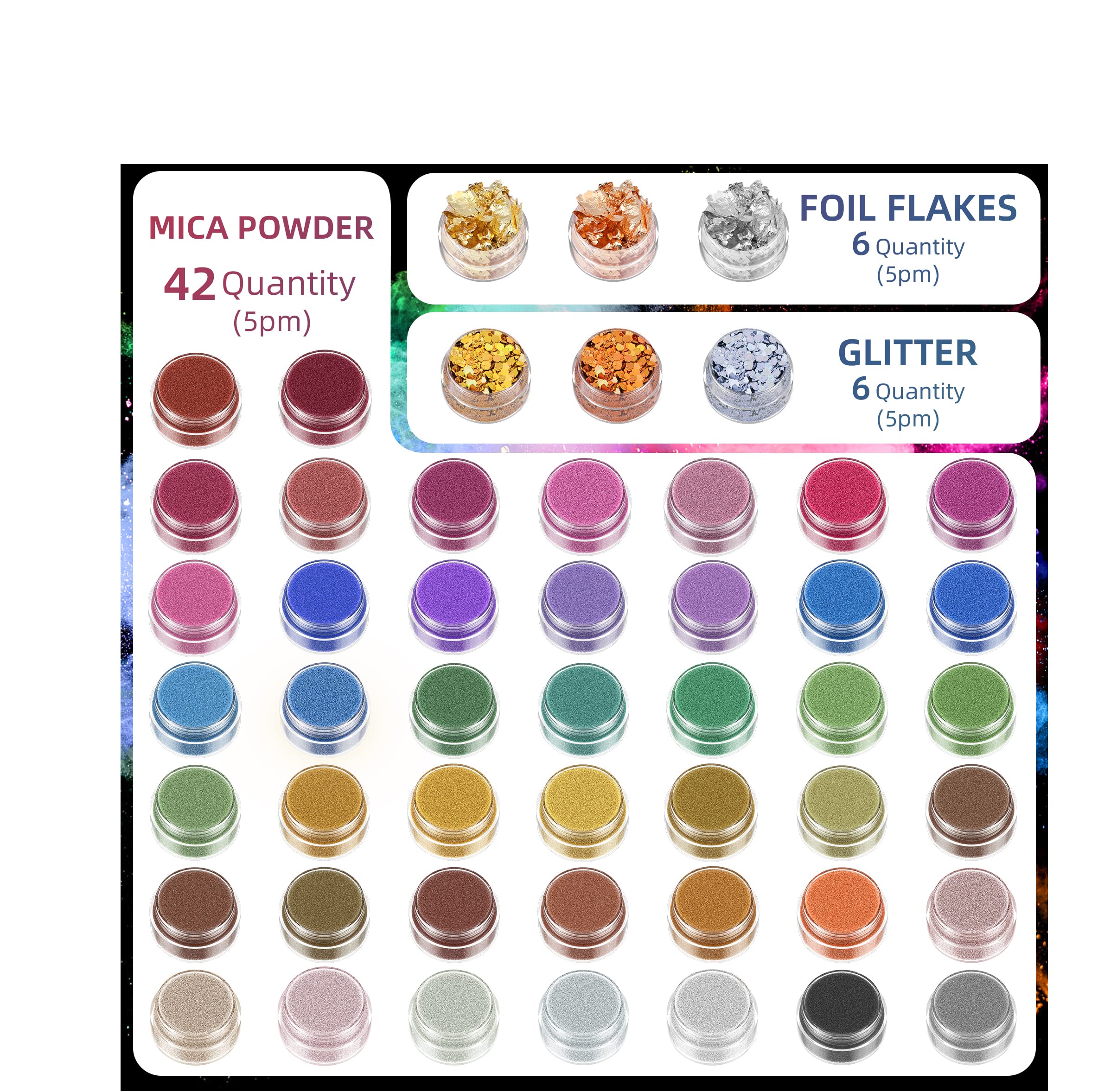 Snapklik.com : Mica Powder Pigment - 50 Pearlescent Epoxy Resin Color ...