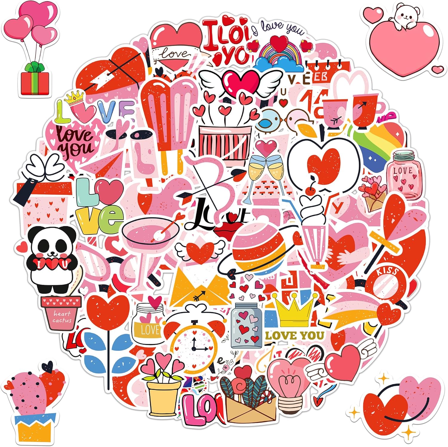 Amazon.com: BCCSNNM 100 Pcs Valentine's Day Stickers, Waterproof Vinyl ...