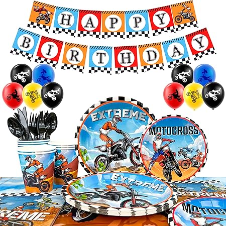 Amazon.com: Motorcycle Birthday Supplies,98pcs Motorcycle Birthday ...