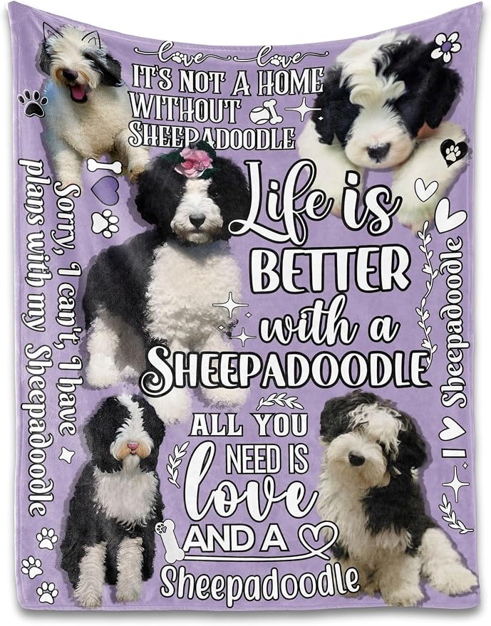 Amazon.com: Huglanket Sheepadoodle Gifts for Women, Throw Blanket for ...