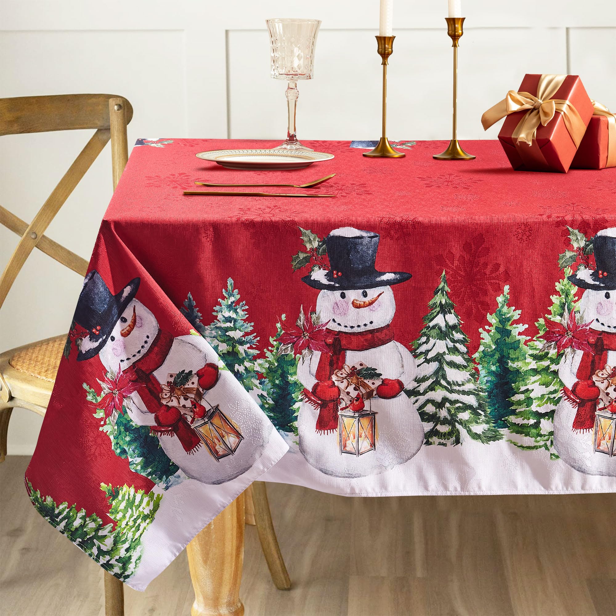 Amazon.com: ARIDUR Square Christmas Tablecloth 52x52 Inch with Snowman ...