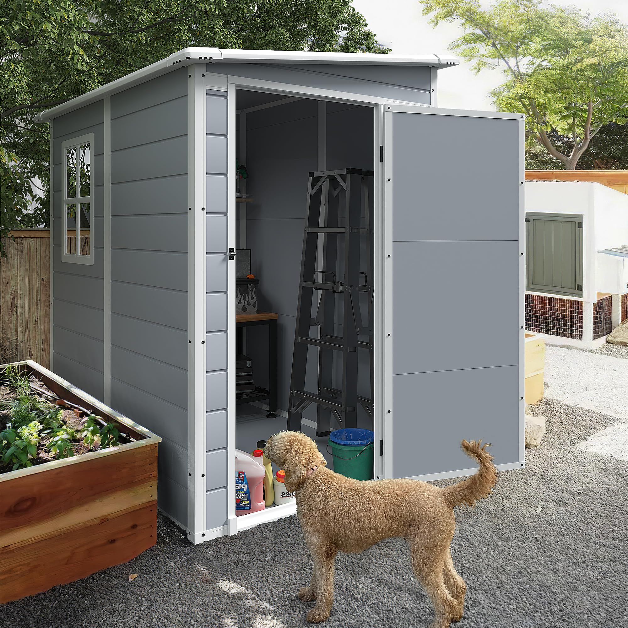 Snapklik.com : Homall Resin Outdoor Storage Shed, 5 X 4 FT Garden Tool ...