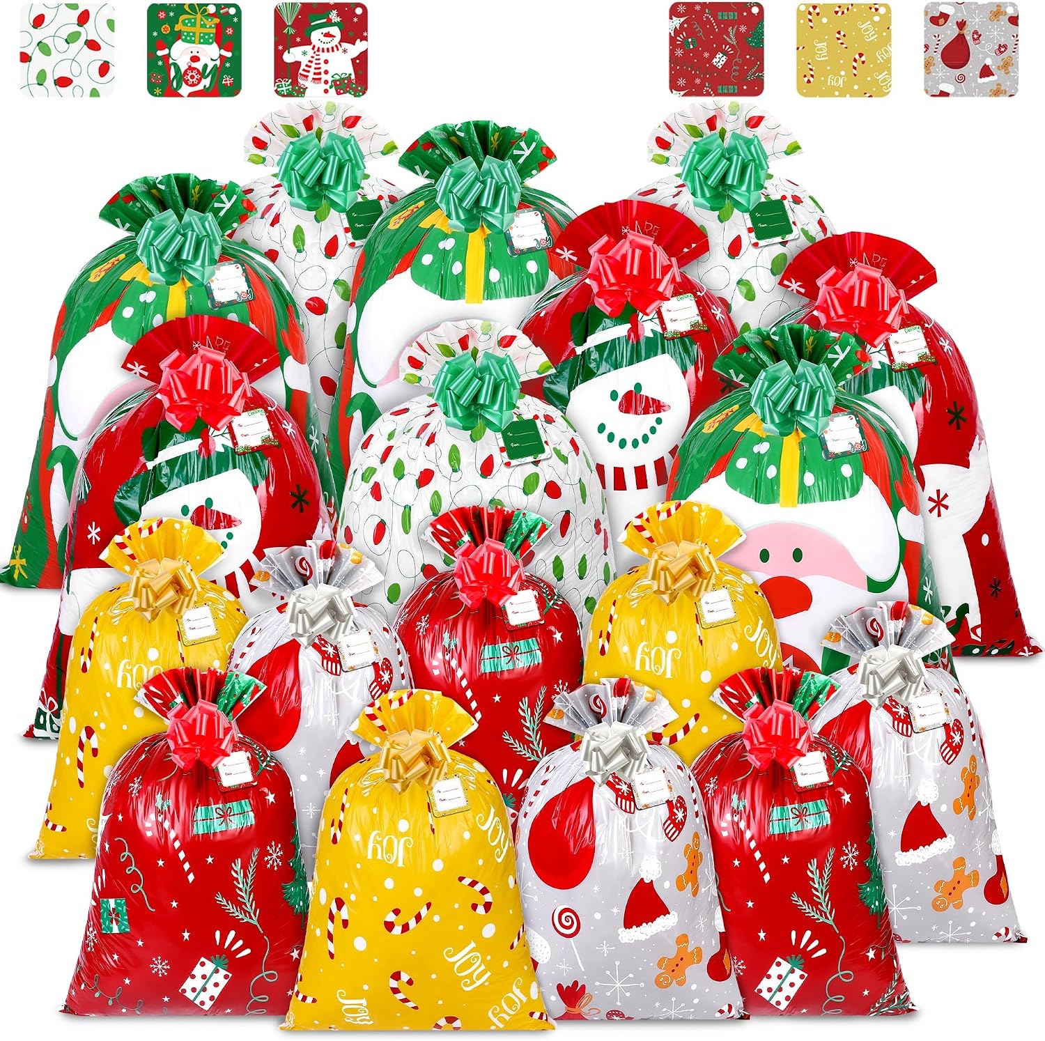 Amazon.com: Aneco 18 Pieces Large Gift Bags Christmas Oversize Plastic ...