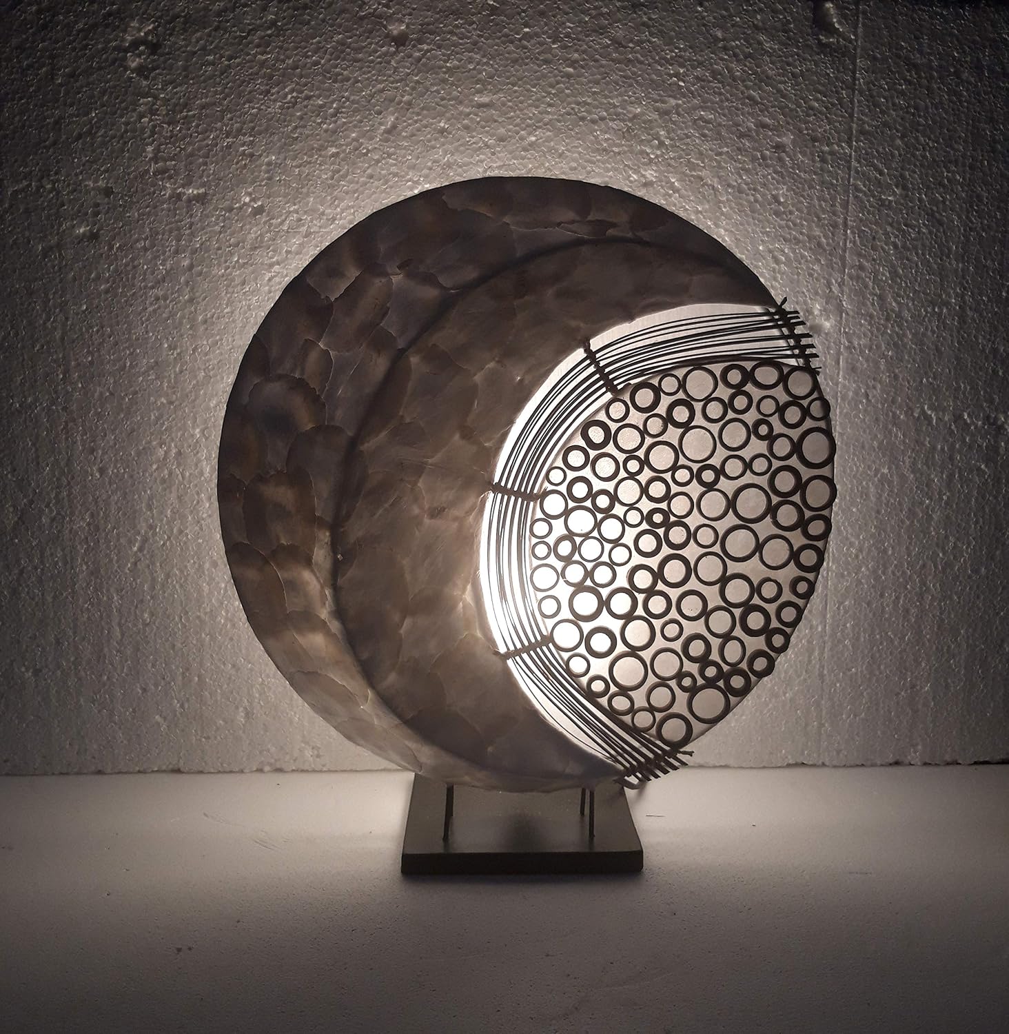 Medium Bali Moon lamp Hand Made Shell and Bamboo Bedside or Table lamp ...