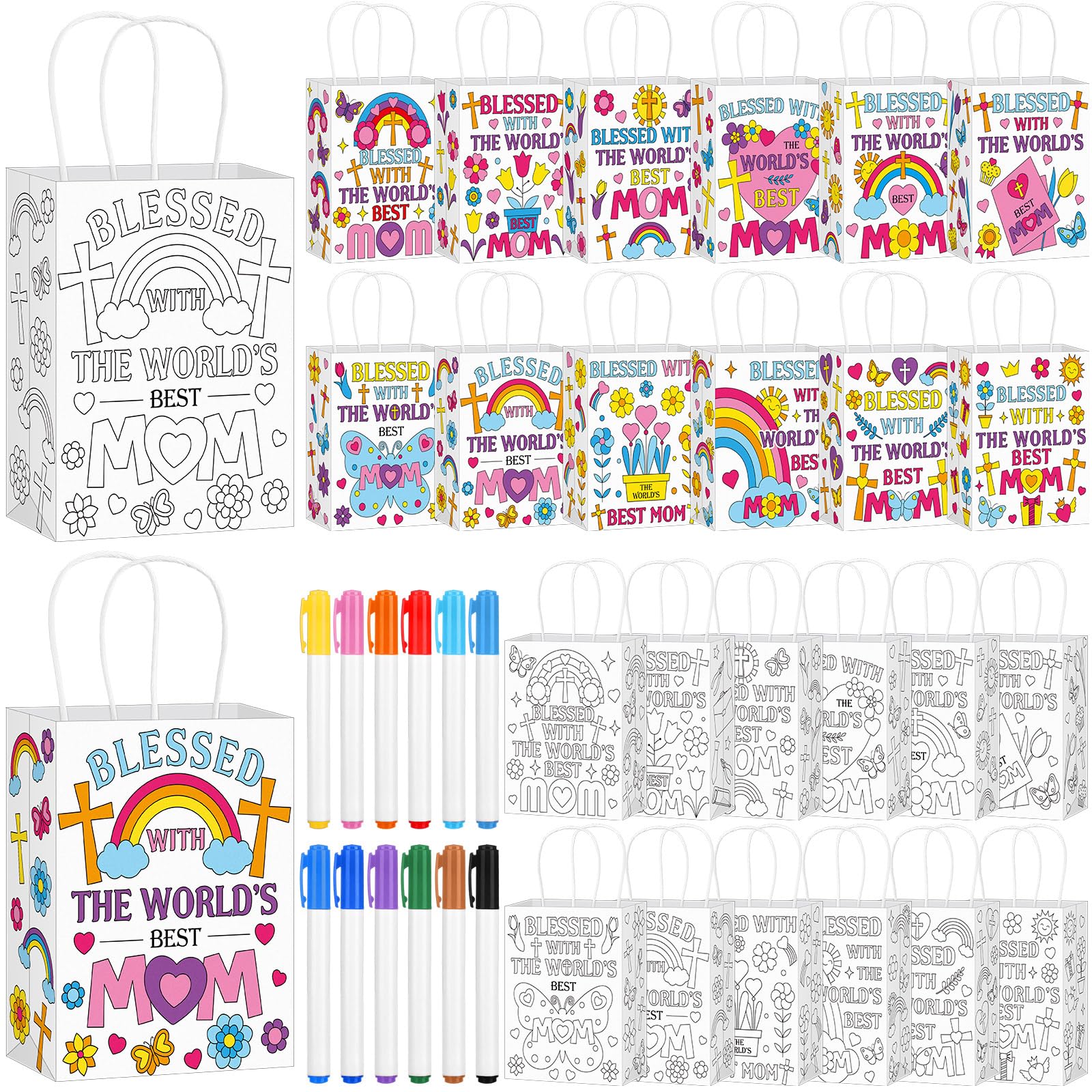 Amazon.com: Geyoga 72 PCS Religious Coloring Bags for Kids Color Your ...