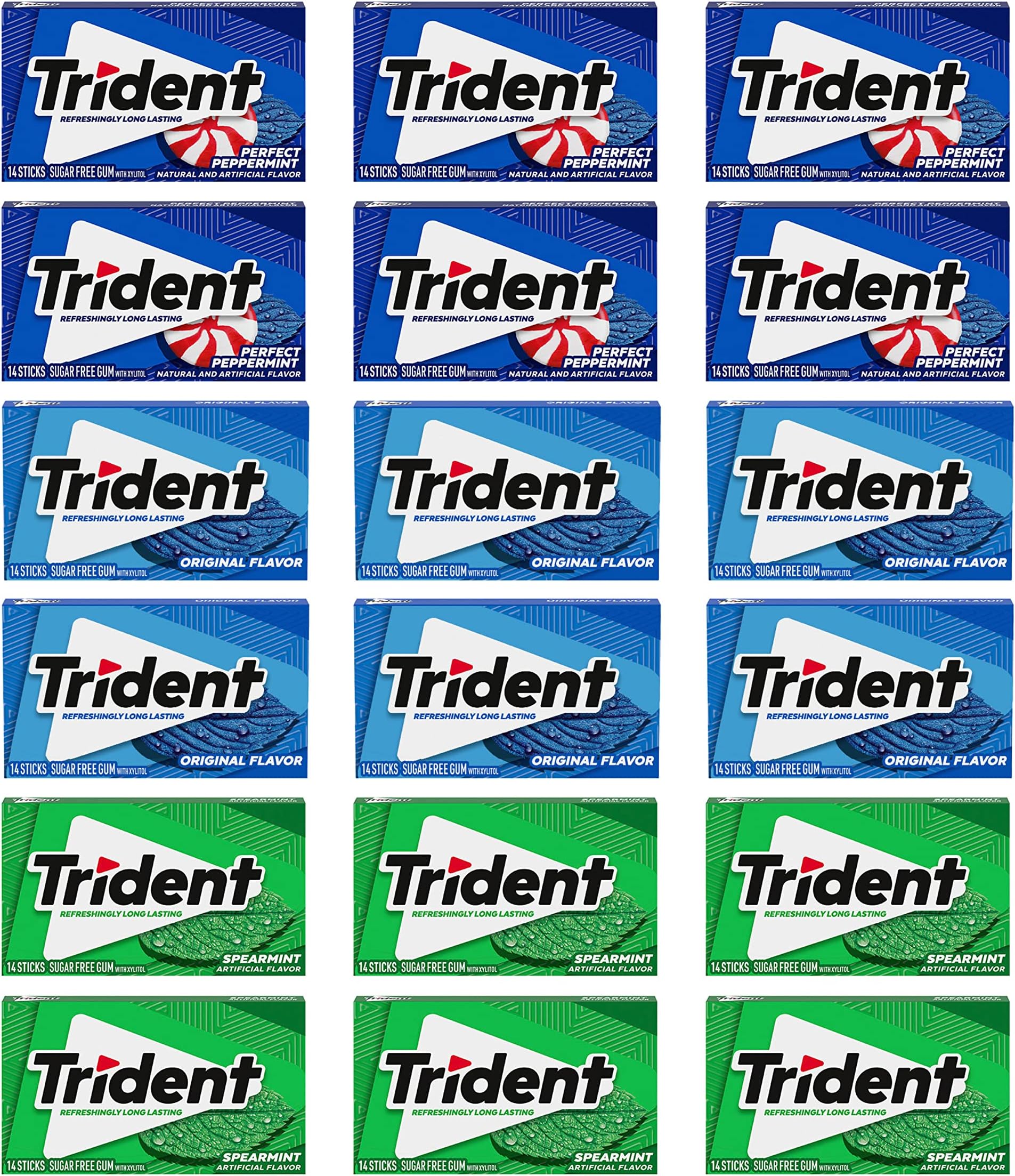 Amazon.com : Trident Mega Bubblegum Sugar Free Chewing Gum, 9 Packs of ...