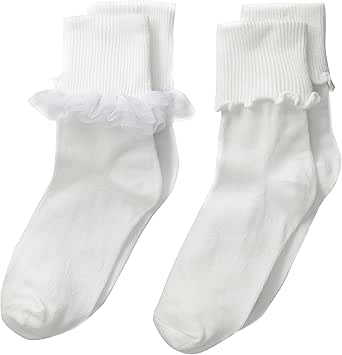 Amazon.com: Jefferies Socks Big Girls' Ruffle and Ripple Edge Turn Cuff ...