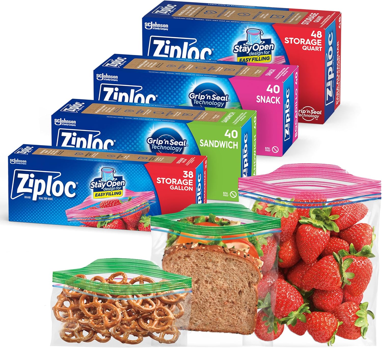 Amazon.com: Ziploc Food Storage and Sandwich Bags Variety Pack, New ...