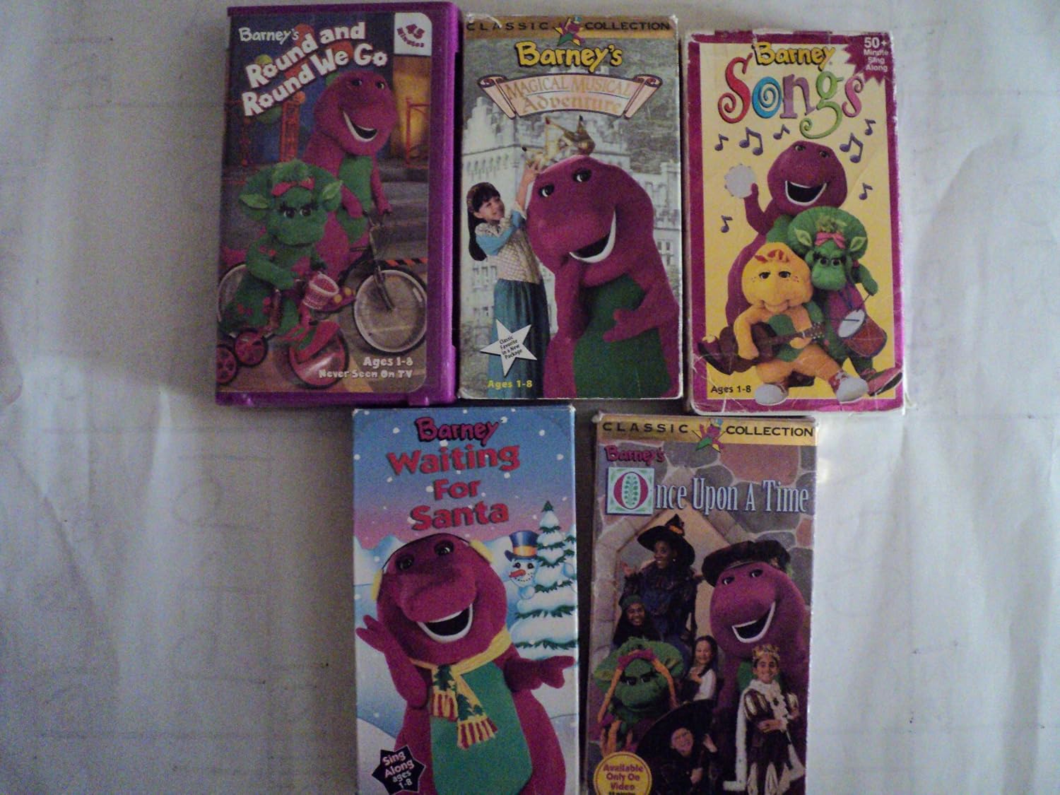 Amazon.com: Barney Pack of 5 VHS Movies : Round and Round We Go, Barney ...