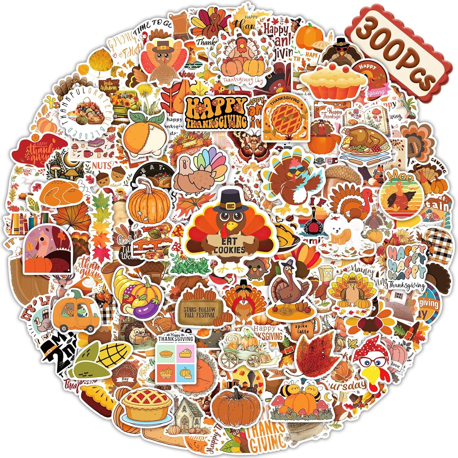 Amazon.com: kecristv 300 Pcs Thanksgiving Stickers Bulk, Thanksgiving ...