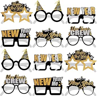 Amazon.com: KatchOn, Happy New Years Eyeglasses - Pack of 12 | Shiny ...