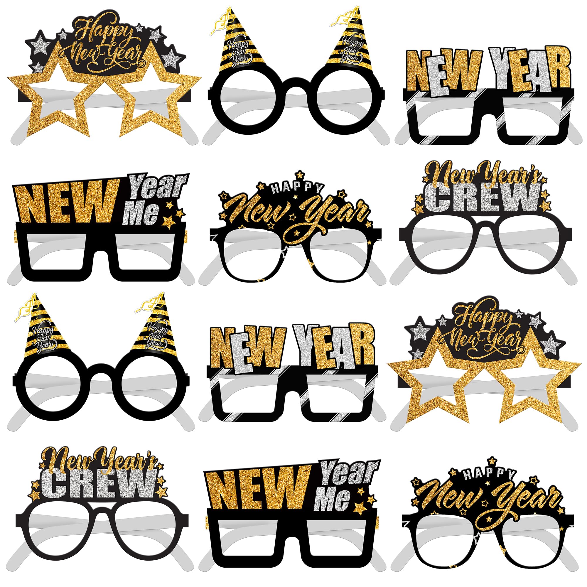 Amazon.com: KatchOn, Happy New Years Eyeglasses - Pack of 12 | Shiny ...