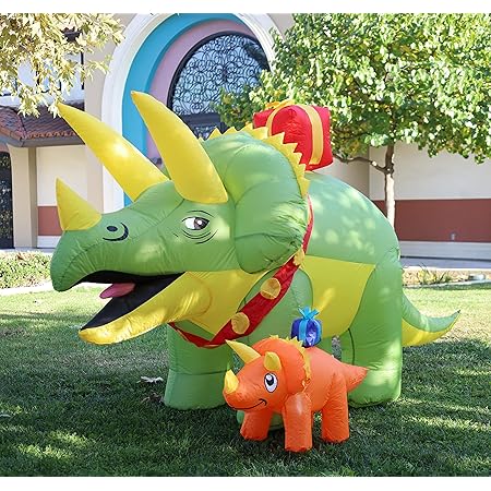 Amazon.com: 6 Foot Tall Christmas Inflatable Green Dinosaur with ...