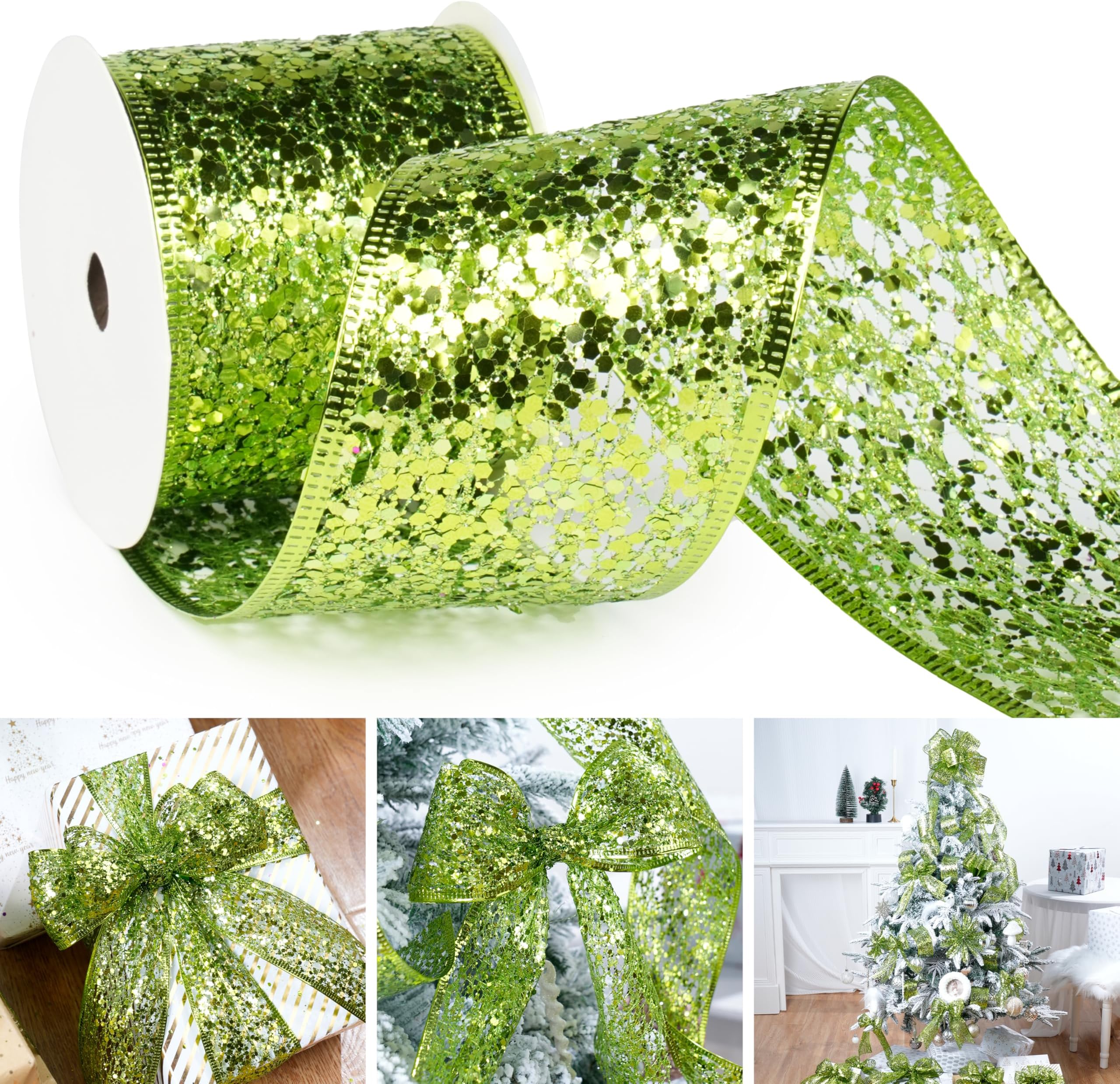 Amazon.com: 10" Deluxe Metallic Mesh Lime Green Stripe Deco Poly Mesh ...