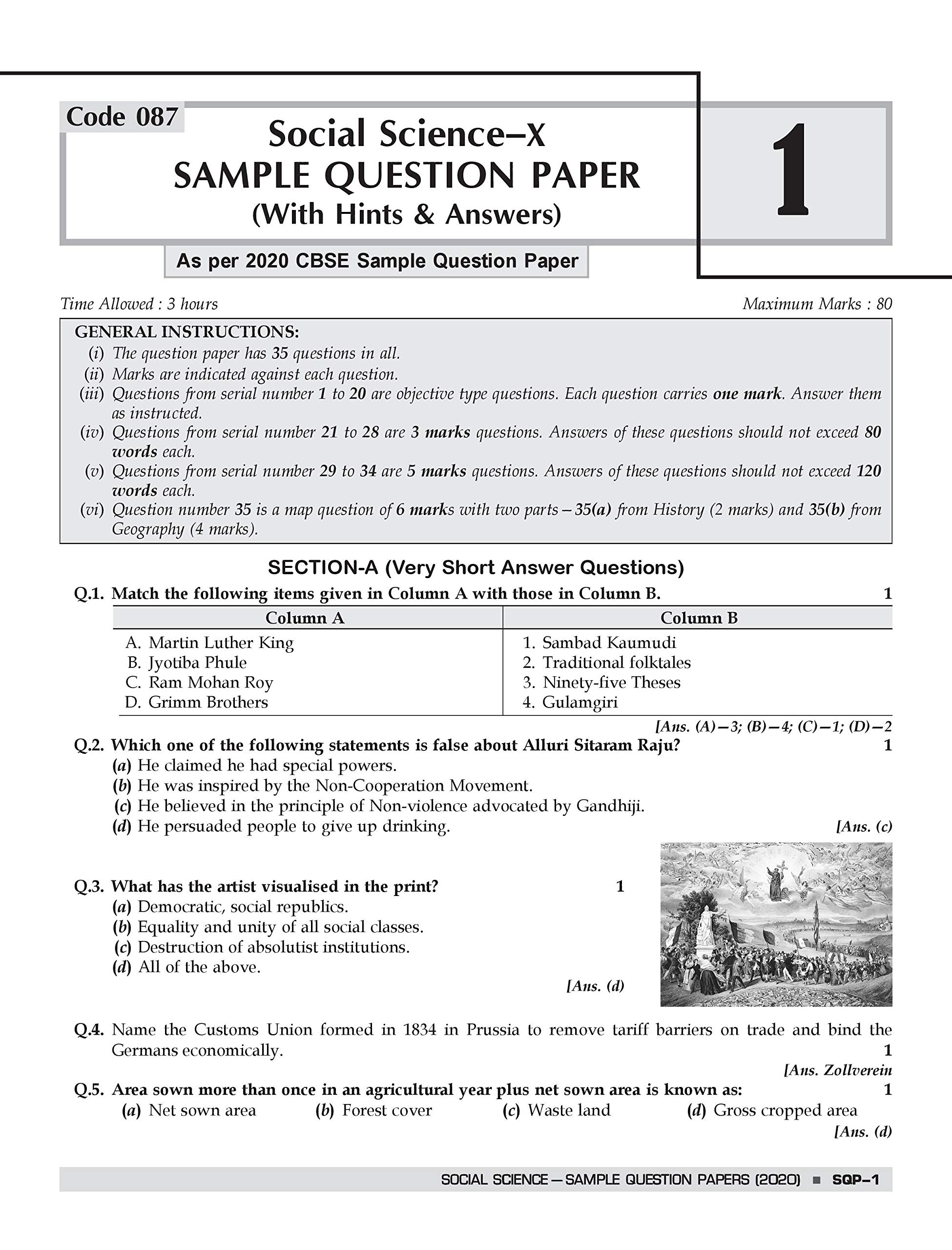 Buy CBSE Class 10 Social Science Question Bank with MCQs and Sample ...