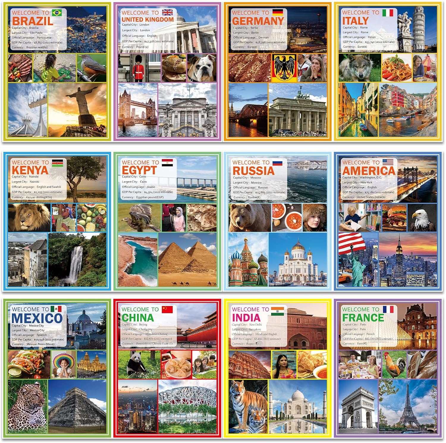 Wiooffen 12 Pcs Cultures Around The World Posters Multicultural ...