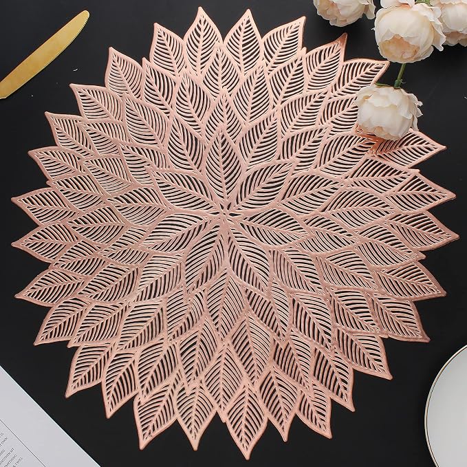 Amazon.com: Mabbcoo Placemats Set of 6, Round Hollow Out Flowers Place ...