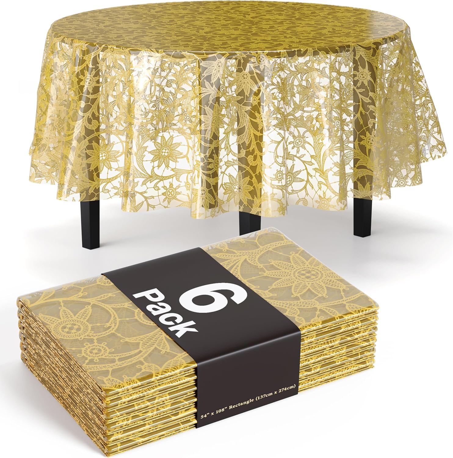 Amazon.com: Exquisite Lace Table Cloth Round Table Plastic 6-Pack Lace ...