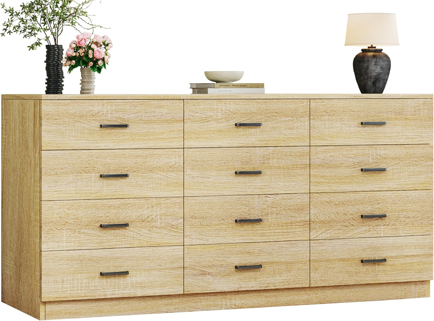 Amazon.com: HUAHUU Dresser for Bedroom with 12 Drawers, 60'' Long Mid ...