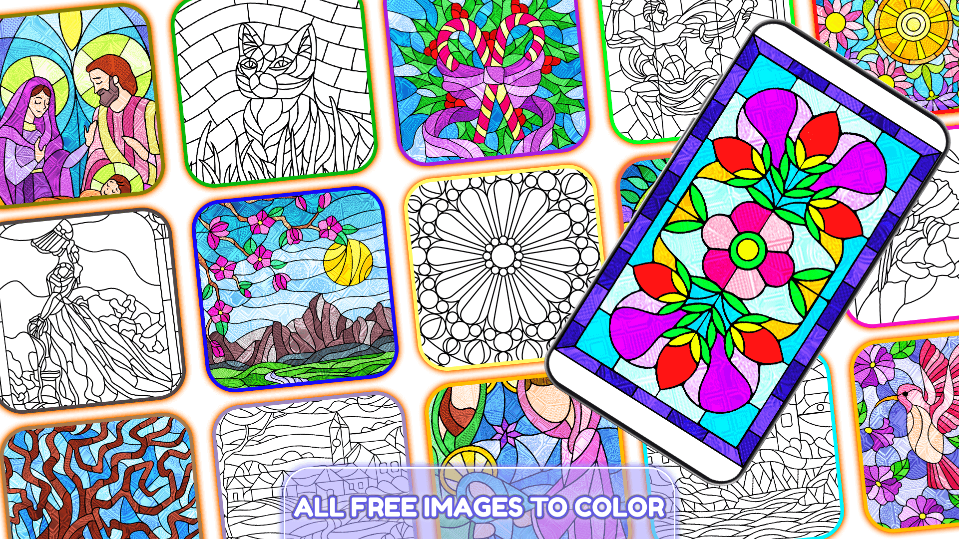 Stained Glass Window Painting : Color By Number - Coloring Games For ...