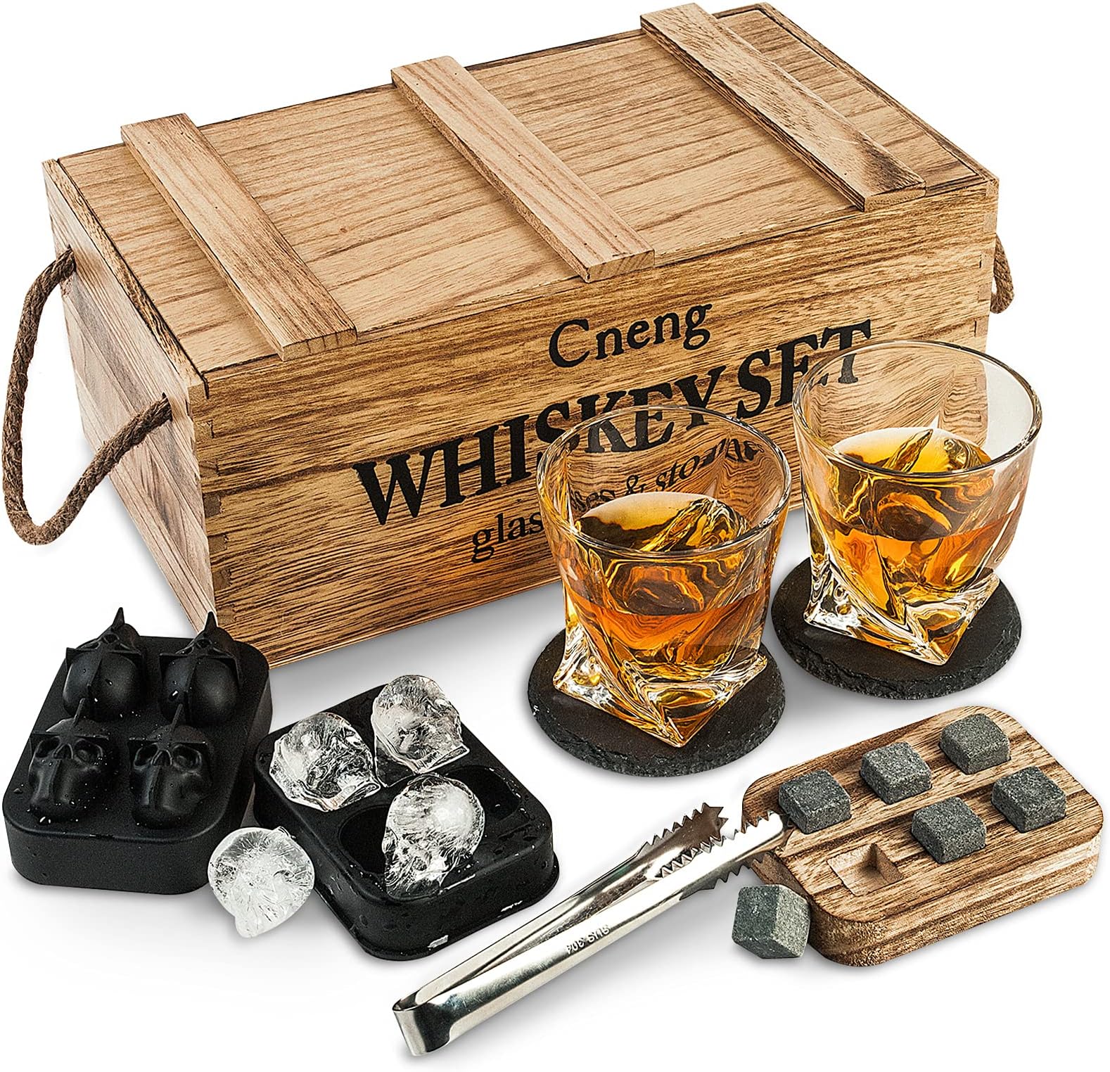 GOURMEO Whisky Stones and Whisky Glasses Gift Sets for Men - Whiskey ...