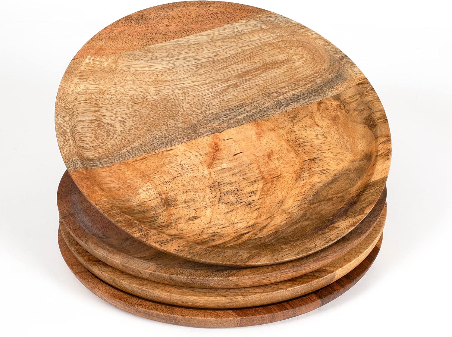 Amazon.com | Wood Serving Appetizer Plates - Dinnerware Round Rustic ...