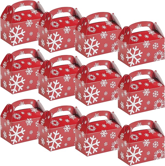 Amazon.com: Fun Express Red & White Snowflake Treat Boxes - Festive ...
