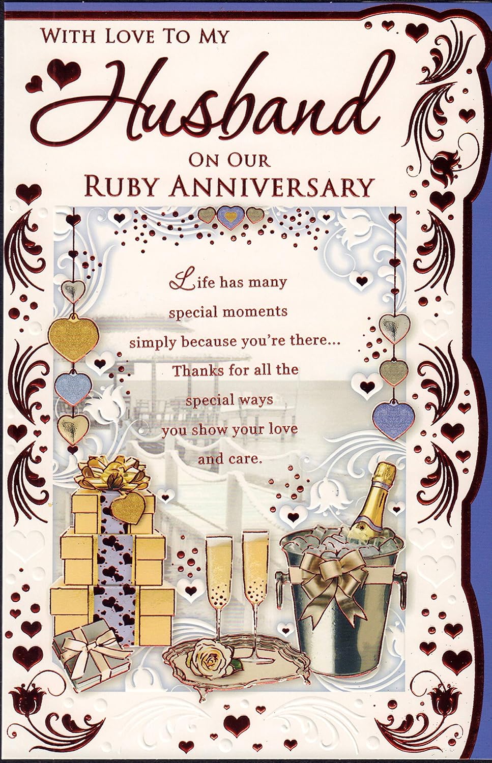 Husband Ruby Anniversary Card - 'with Love to My Husband On Our Ruby ...