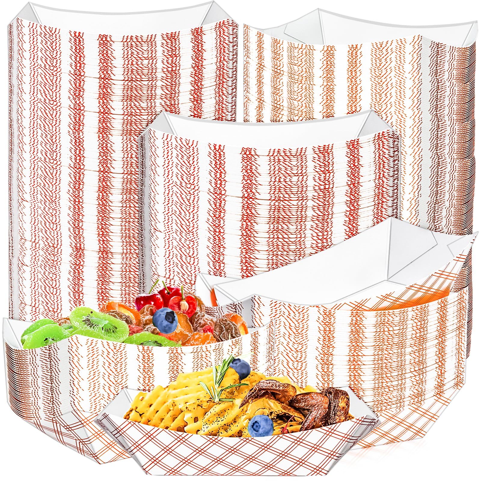 Snapklik.com : MotBach 180 Pack Checkered 1Lb Paper Food Boat Trays ...