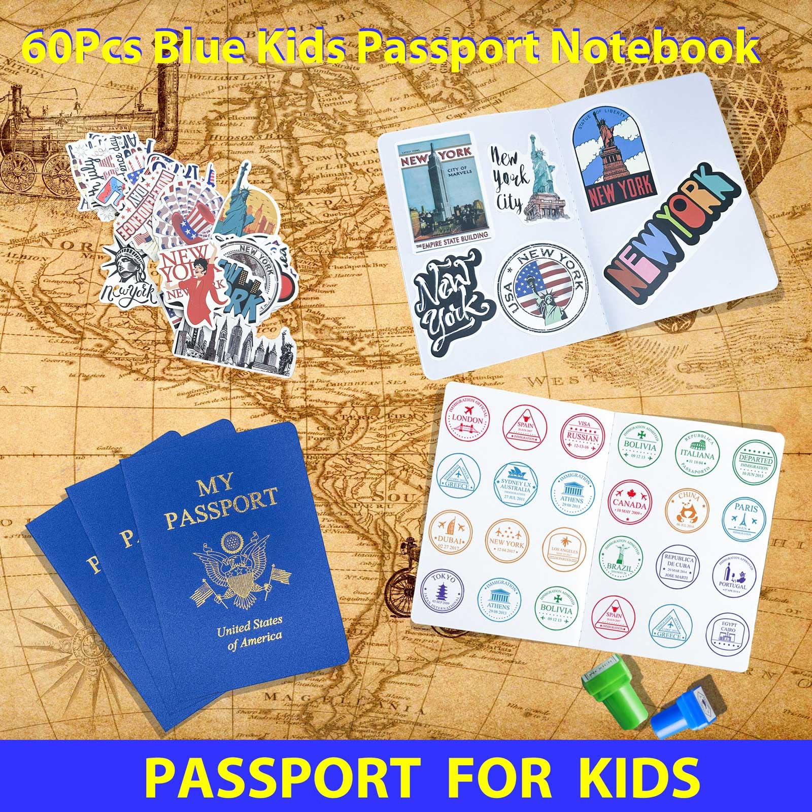 XIISVINT 100 Pcs Blank Passport Notebook Blue Passport Book Fake ...