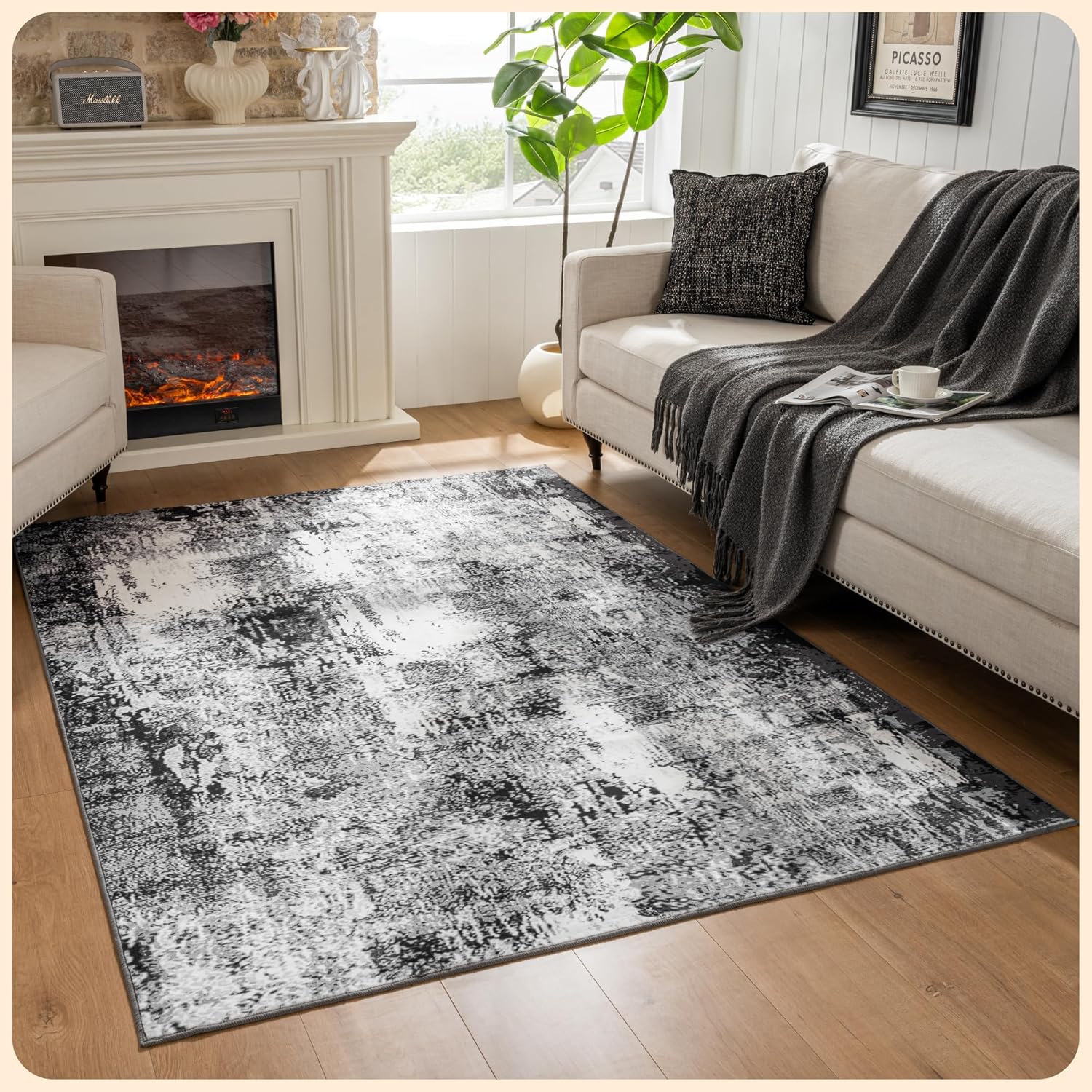 Amazon.com: Istana 5x7 Area Rug - Grey Black Rugs for Living Room 5x7 ...
