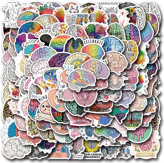 Amazon.com: Colorful Brain Stickers Decals[120Pack], Brain Aesthetic ...