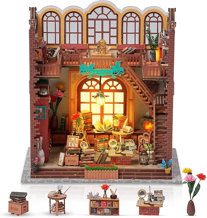 Amazon.com: Prextex DIY Book Nook Kit - Enchanted Miniature Bookstore ...