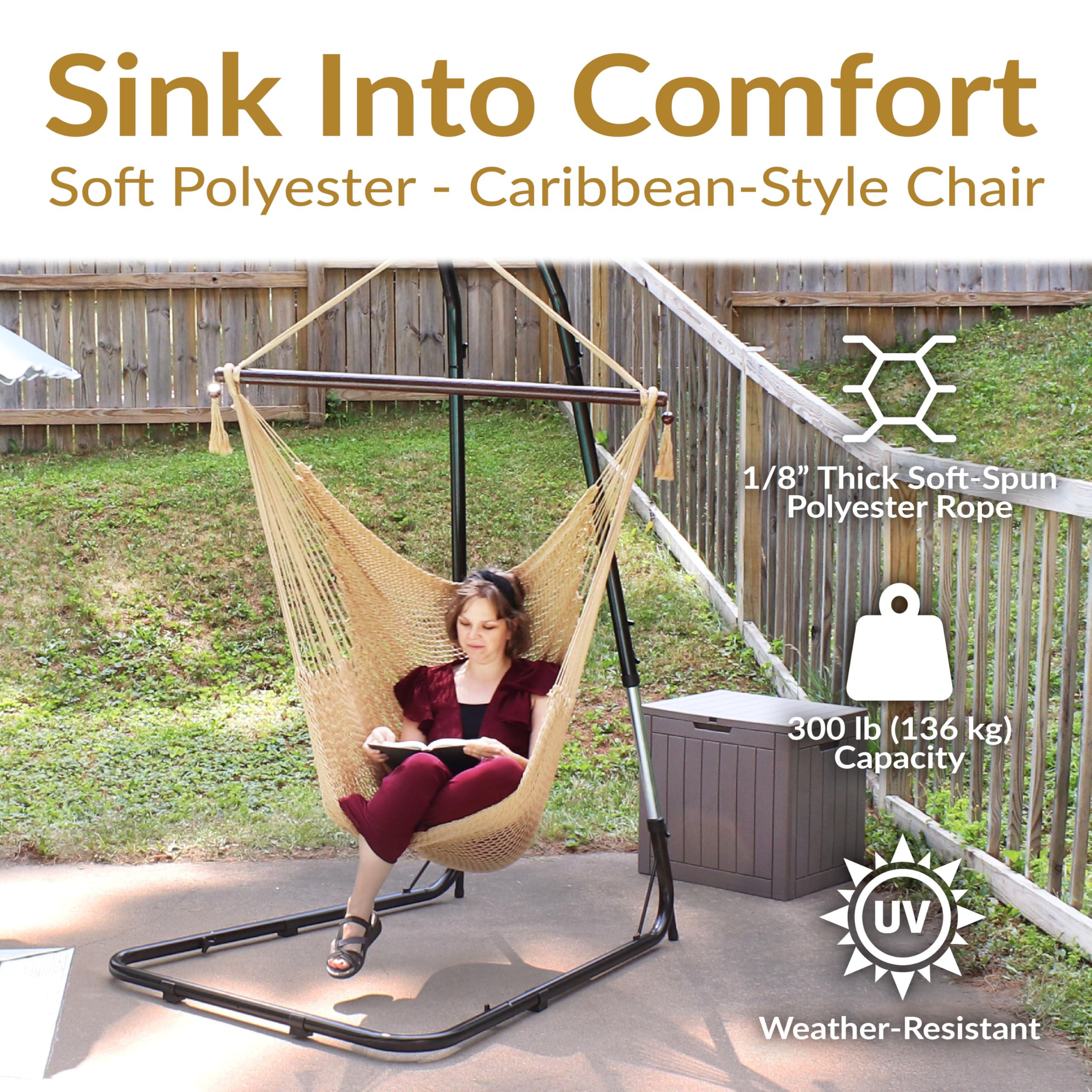 Snapklik.com : Sunnydaze Outdoor Hammock Chair Swing - Hanging Hammock ...