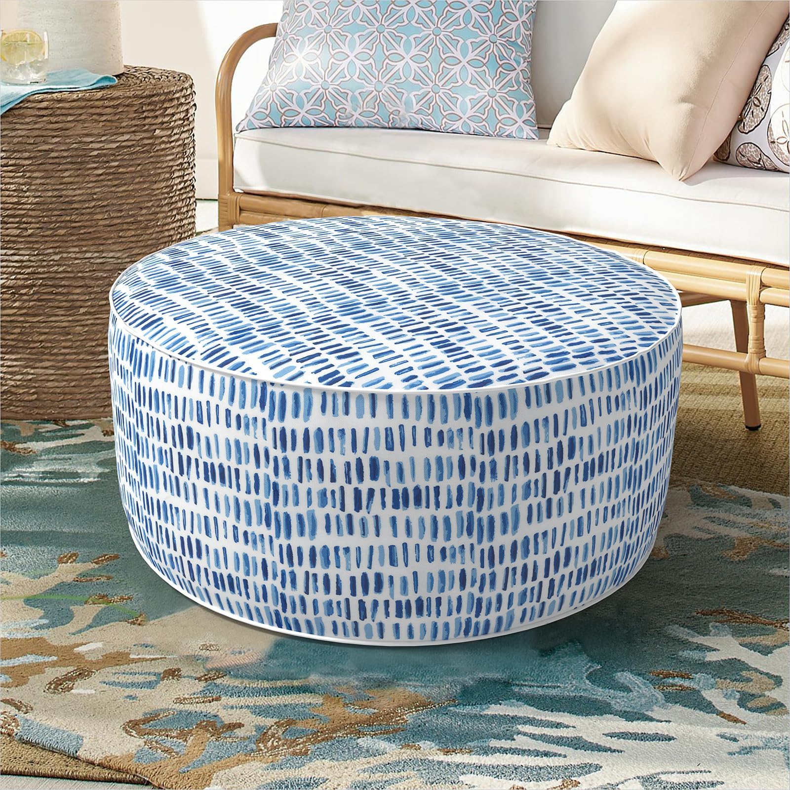 Amazon.com : RULU Ottoman Outdoor/Indoor Sunbrella Bean Bag Pouf 19"x19 ...