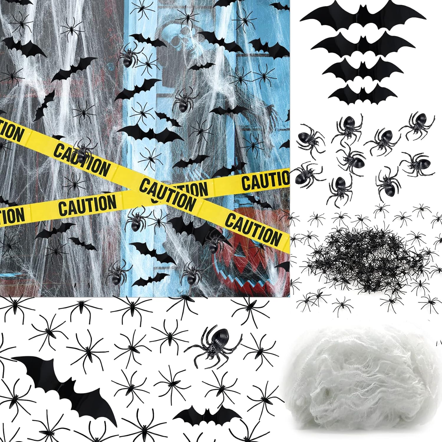 RMMD Halloween Spider Web Decorations 40PCS 3D Bats + 45PCS Plastic ...