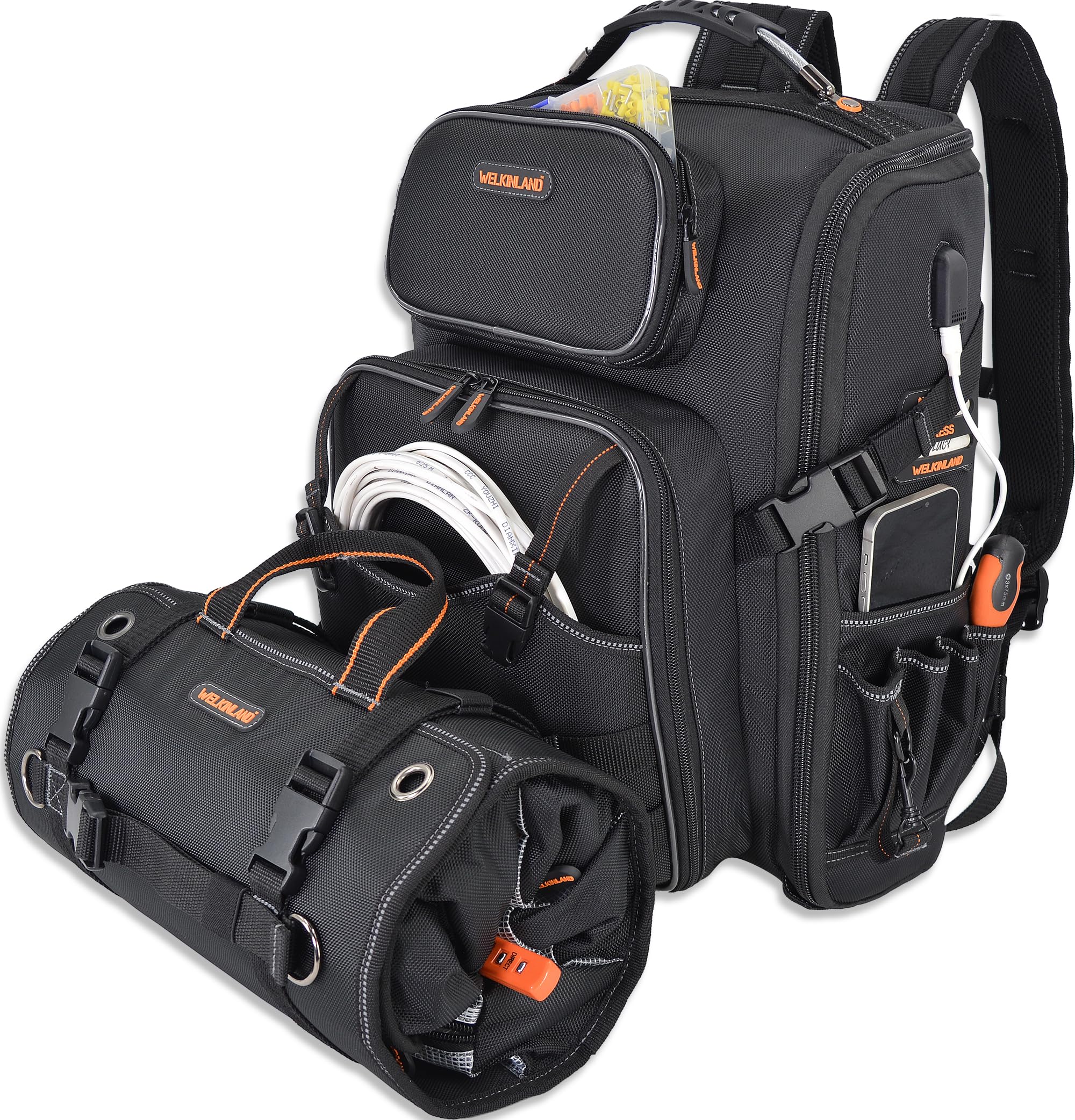 Amazon.com: Full-Open Tool Backpack and Tool Roll Bundle-Perfect ...