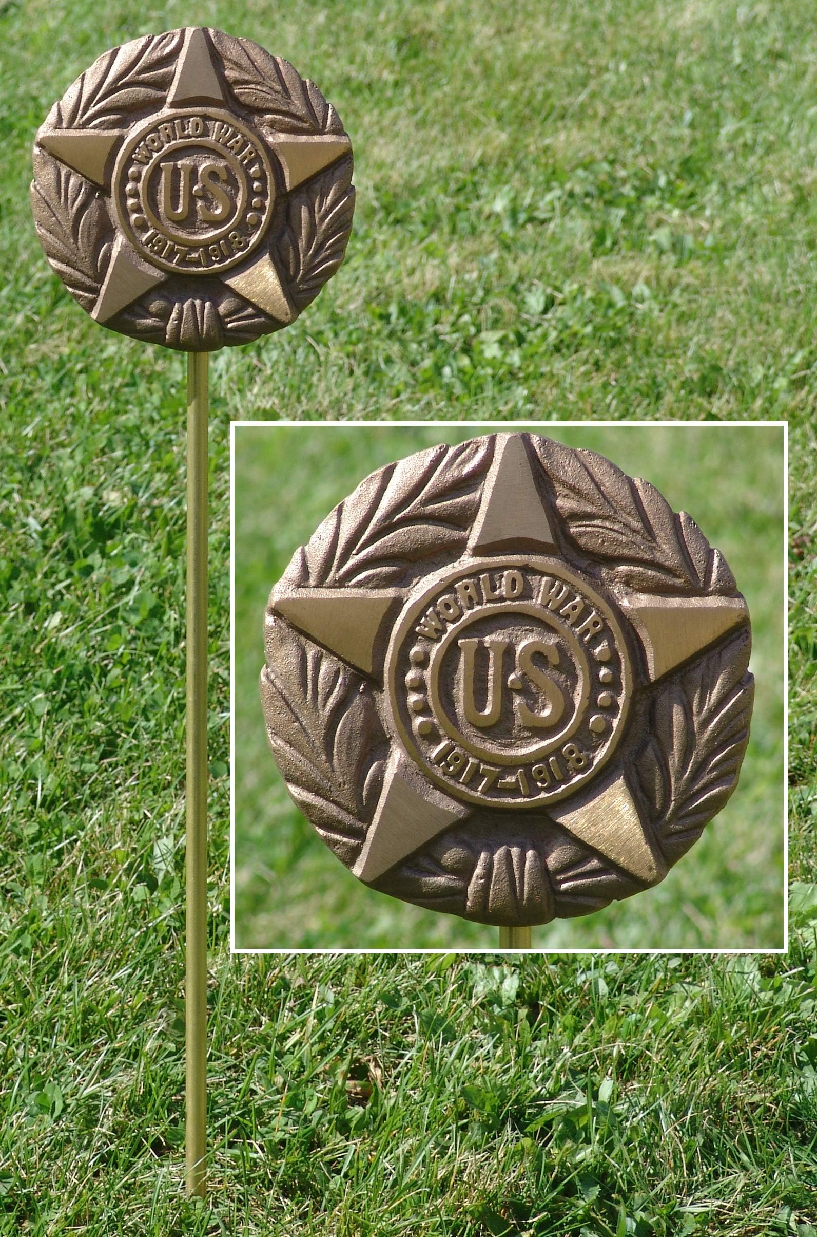 Amazon.com : Aluminum Grave Marker Universal Service, US Veteran Plaque ...