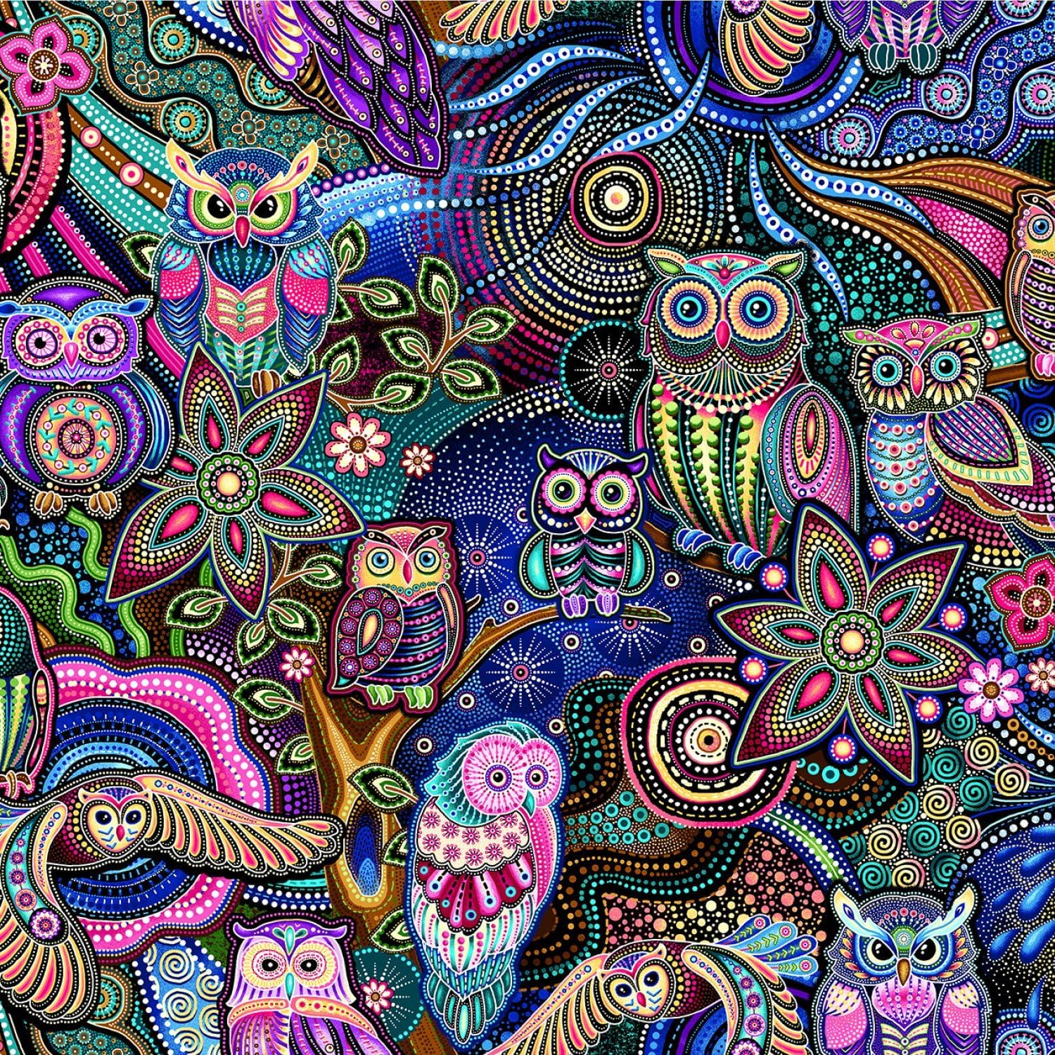 Amazon.com: Oasis Sahul Land 596951 Blue Owl Scenic Fabric : Arts ...