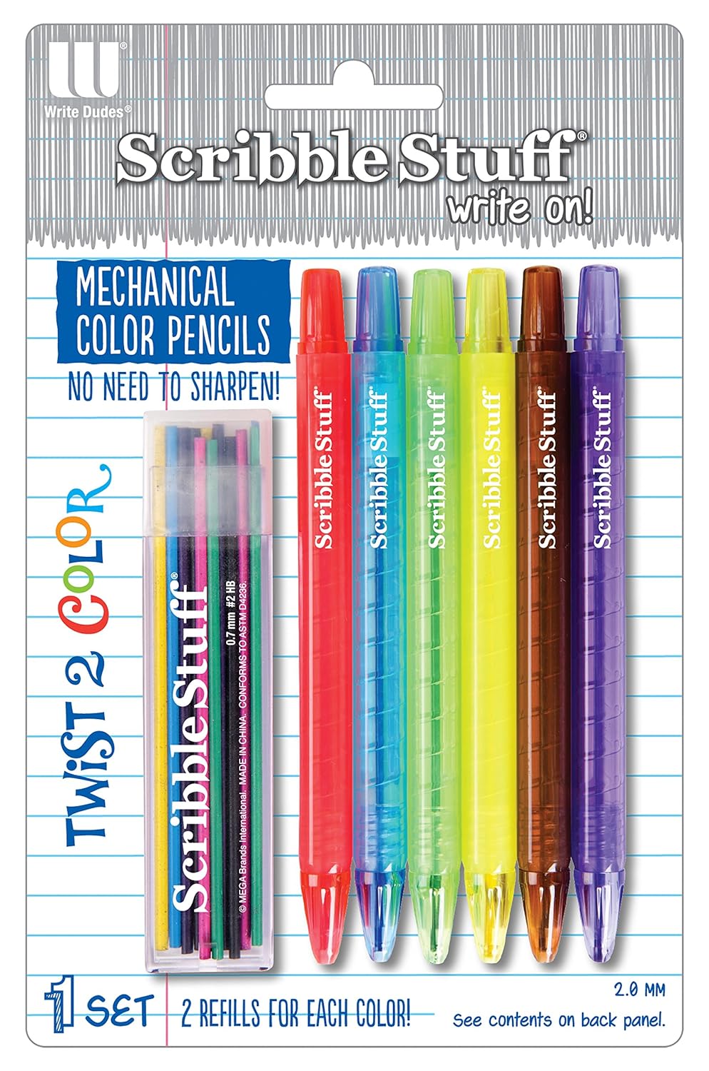 Write Dudes Scribble Stuff Twist-up Color Pencils, 6 count : Amazon.in ...