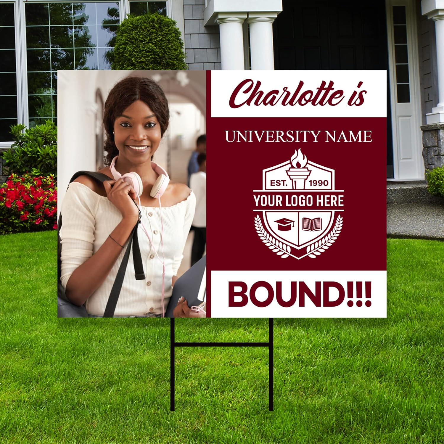 Amazon.com : Personalized College Bound Yard Sign with Photo, College ...