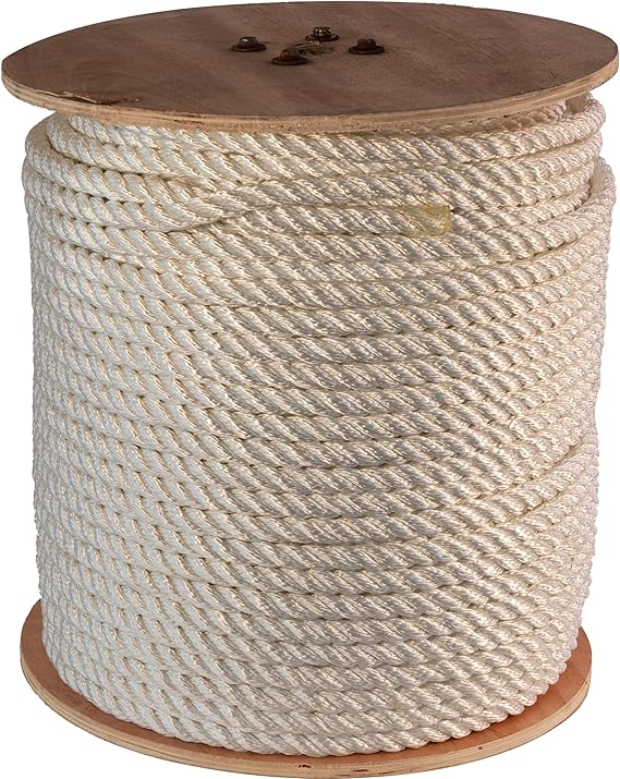 Amazon.com: 1/2" x 600' 3 Strand White Nylon Rope (5,670 lbs. Tensile ...