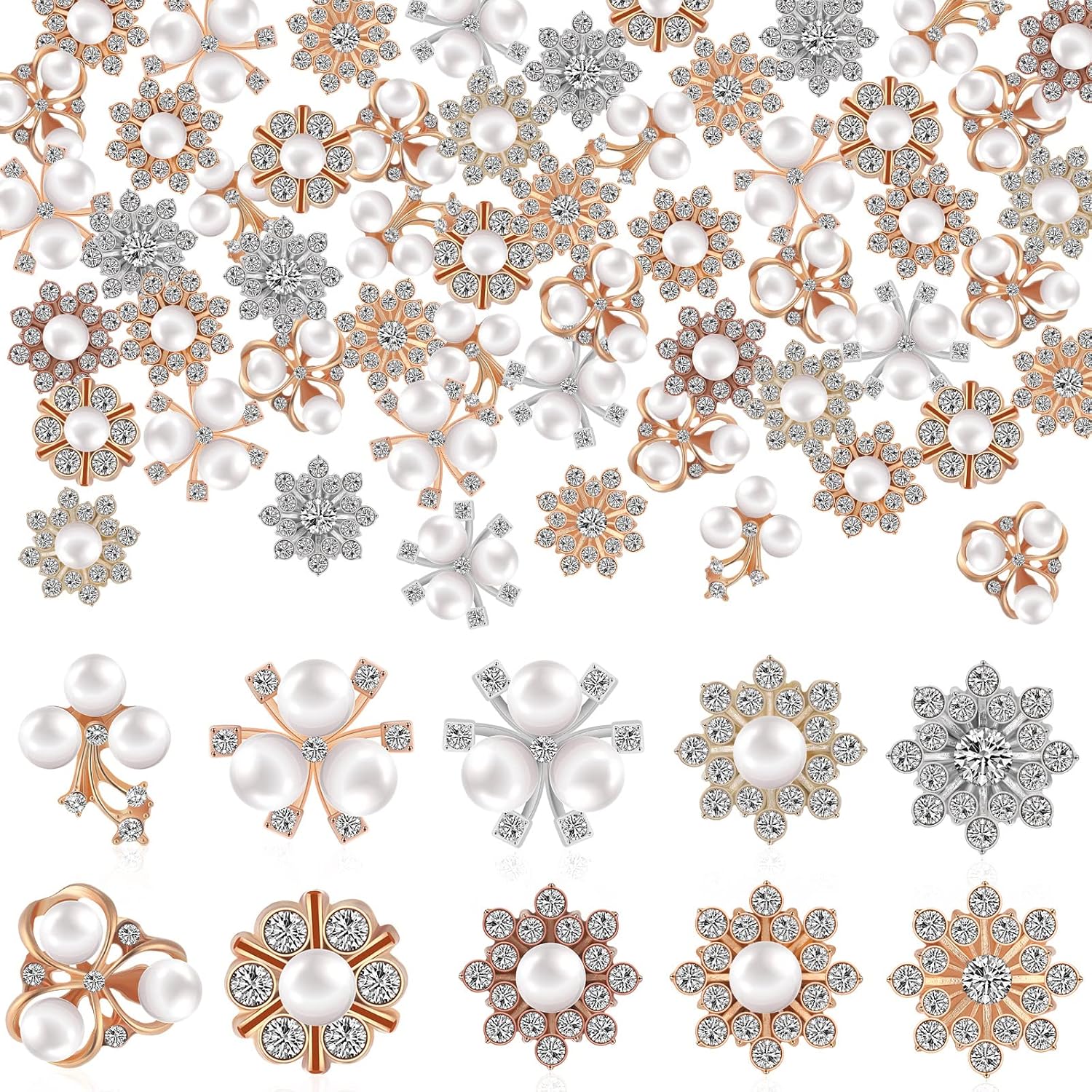 Amazon.com: 160 Pieces Pearl Rhinestone Buttons Faux Pearl ...