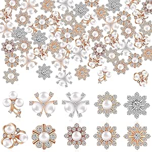 Amazon.com: 160 Pieces Pearl Rhinestone Buttons Faux Pearl ...