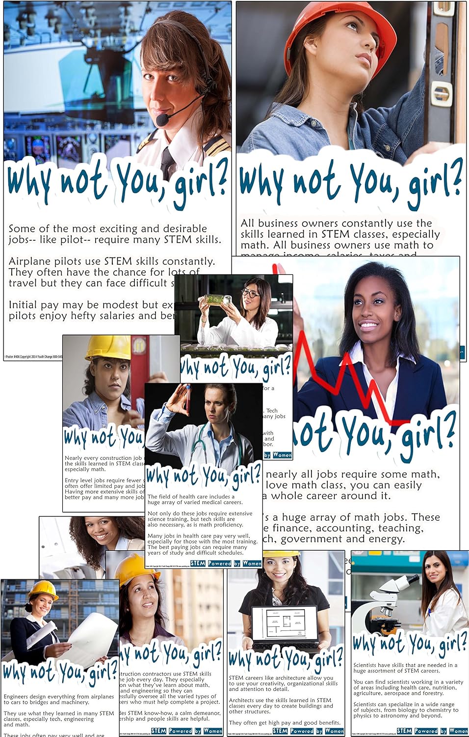 Amazon.com : Set of 11 Classroom Motivational Posters Steers Girls to ...